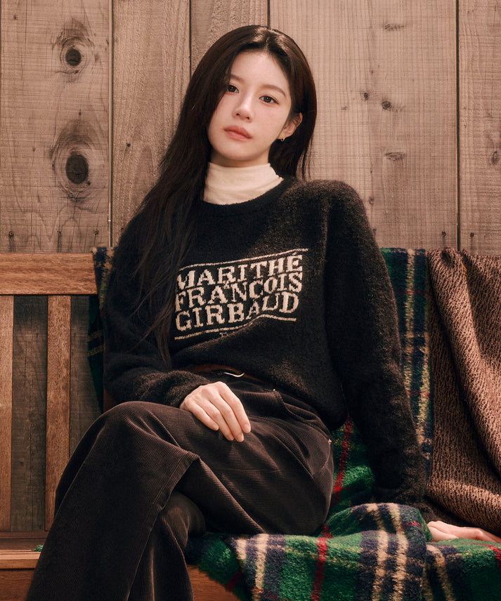 BOUCLE CLASSIC LOGO KNIT PULLOVER black – SallangSallang Official Store
