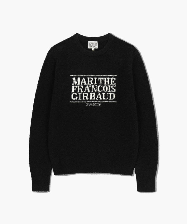 BOUCLE CLASSIC LOGO KNIT PULLOVER black – SallangSallang Official Store